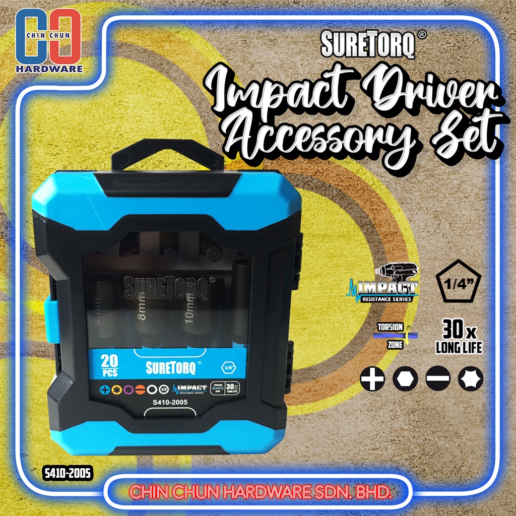 SURETORQ 20PCS IMPACT DRIVER ACCESSORRY SET | 1/4" | Shopee Malaysia