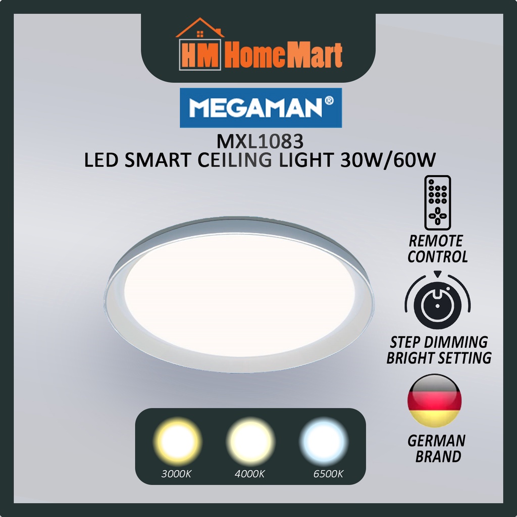 MEGAMAN LED Smart Ceiling Light 30W/60W (1 Year Warranty) | Shopee Malaysia