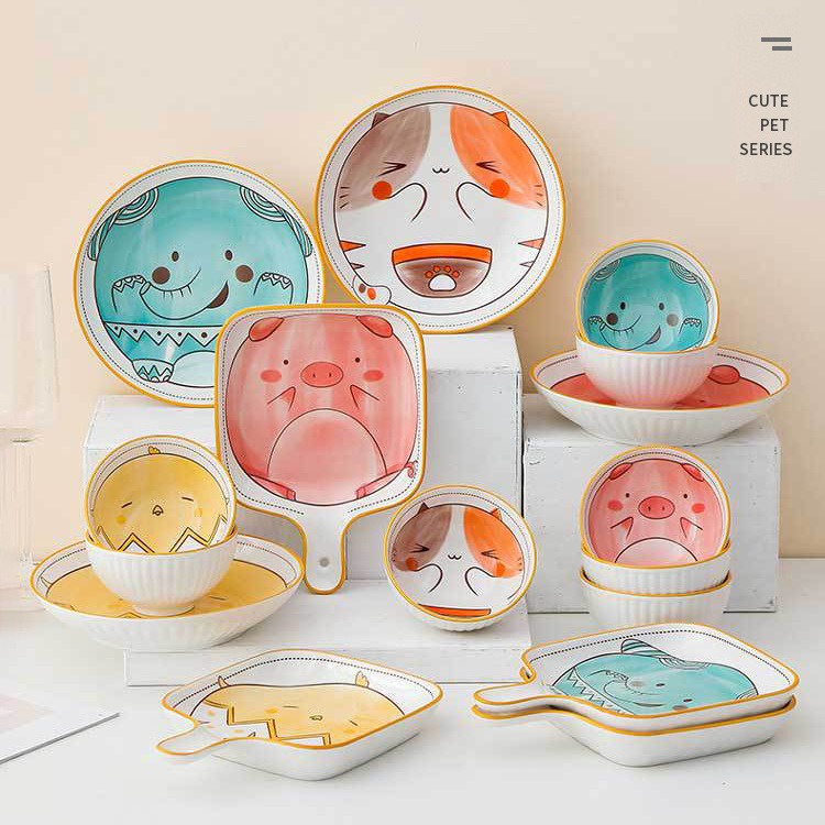 Animal Ceramic Dinnerware Dining Set Plate Bowl Pan Cookware ...