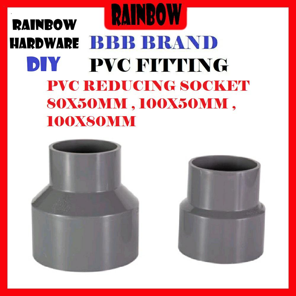 BBB BRAND PVC REDUCING SOCKET (80X50MM , 100X50MM , 100X80MM) , (3"X2" , 4"X2" , 4"X3") | Shopee ...