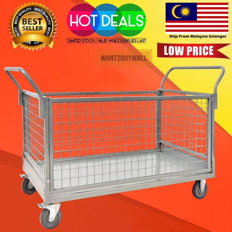 400kg Work Tainer Caged Trolley Logistic Cargo Warehouse Picking ...