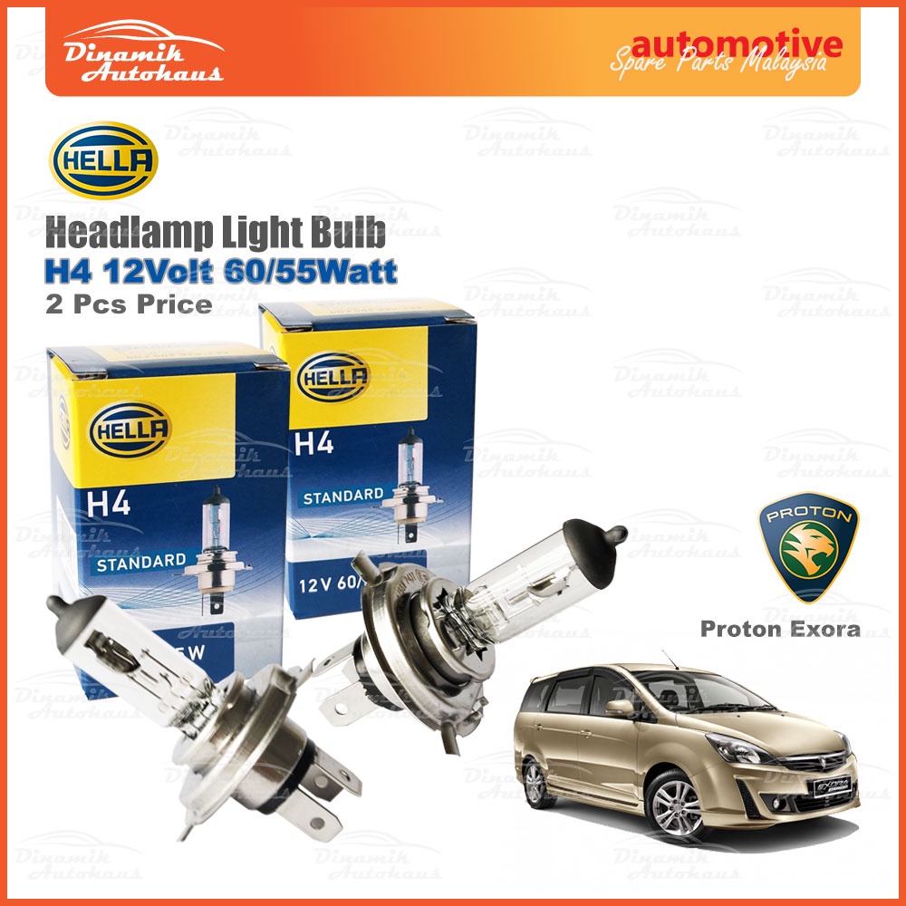 Proton Exora Car Headlamp Low & High Beam Halogen Head Light Bulb Hella ...