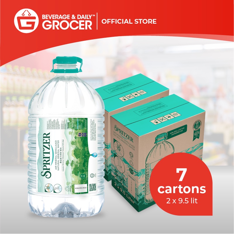 Spritzer Natural Mineral Water 2 x 9.5L (14 bottles) 7 Cartons | Shopee Malaysia