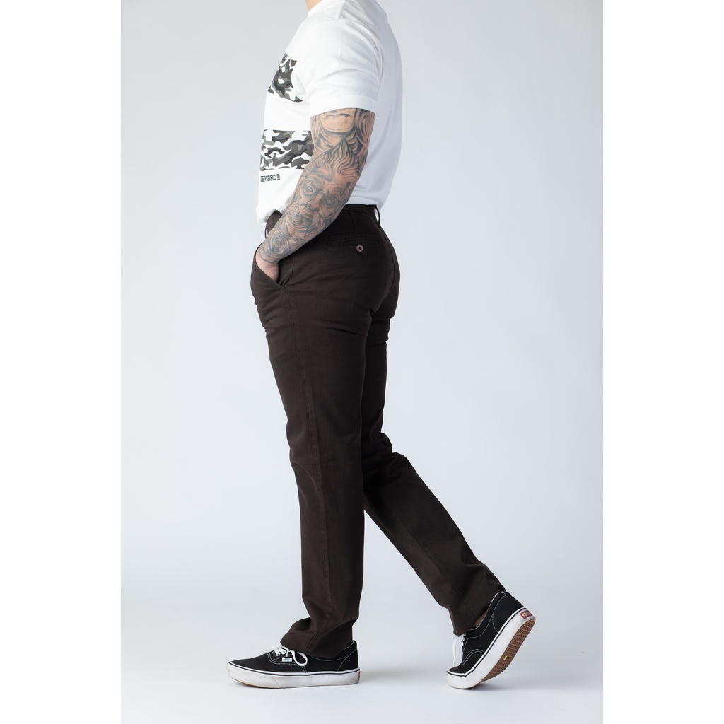 Dapper Men | Slim Fit Cotton Long Pants Coffee - C30252S 27 | PGMall