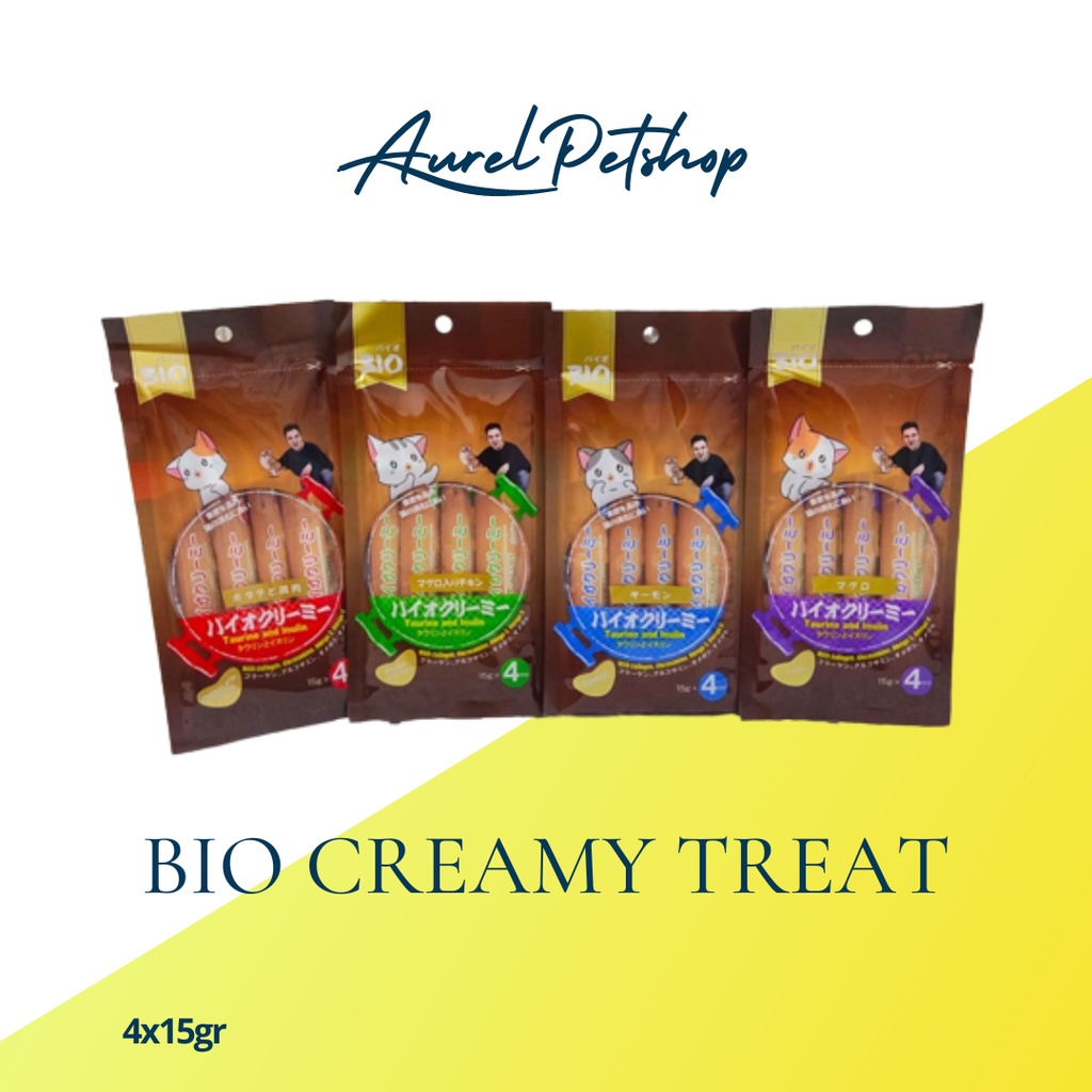 Bio CREAMY LIQUID CAT TREAT 60 gr / LIQUID SNACK (15 gr x 4 pcs ...