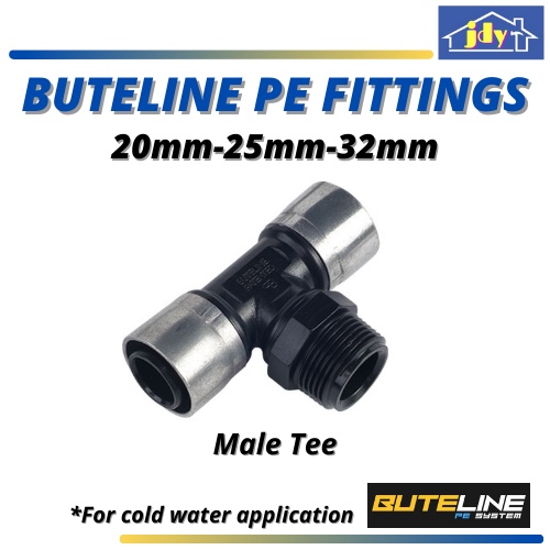 Buteline PE Fitting Male Tee 20mmx1/2" 25mmx3/4" 32mmx3/4" For Poly ...