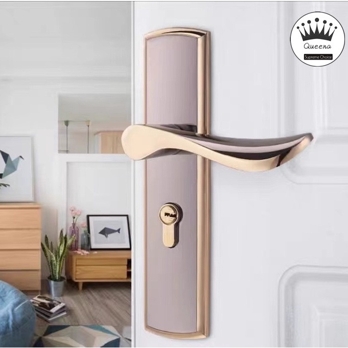 Durable Door Handle Lock Cylinder Front Back Lever Latch Keys Set Home ...