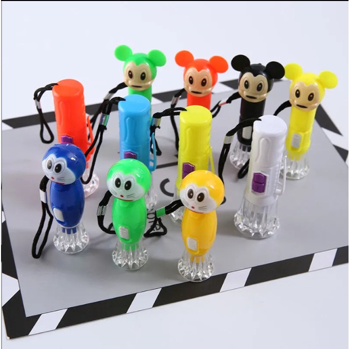 LED mini cartoon plastic flashlight jingle cat mickey children's small flashlight street stall ...