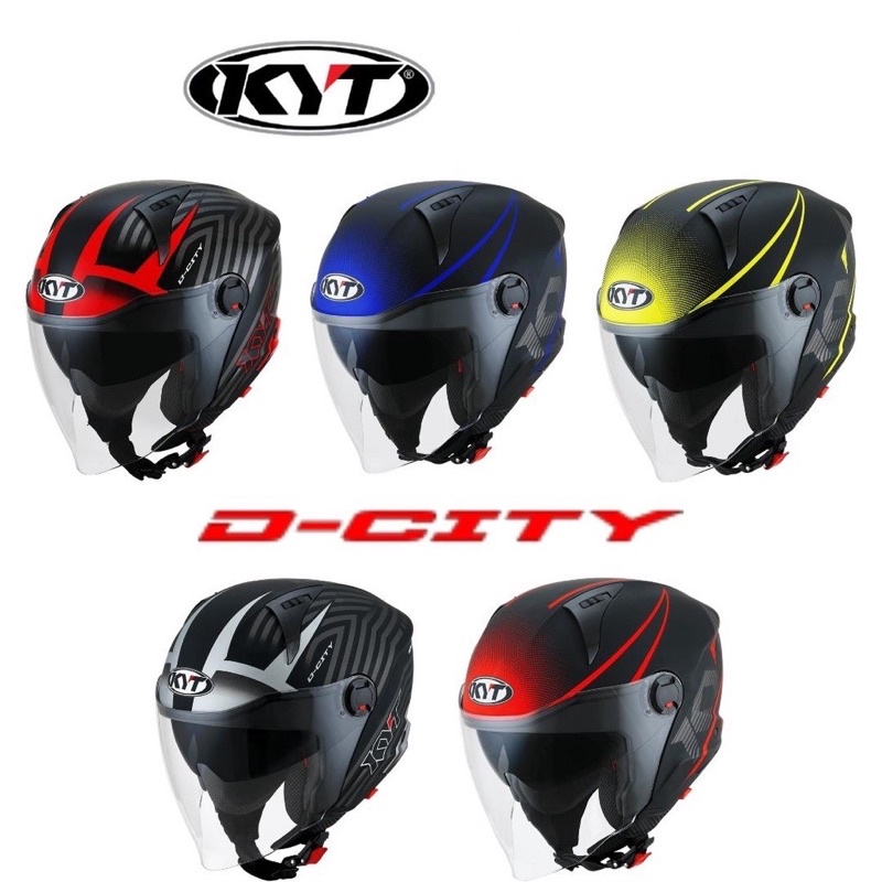ORIGINAL KYT HELMET KYT OPEN FACE D - CITY LUCENT BLACK / RED ...