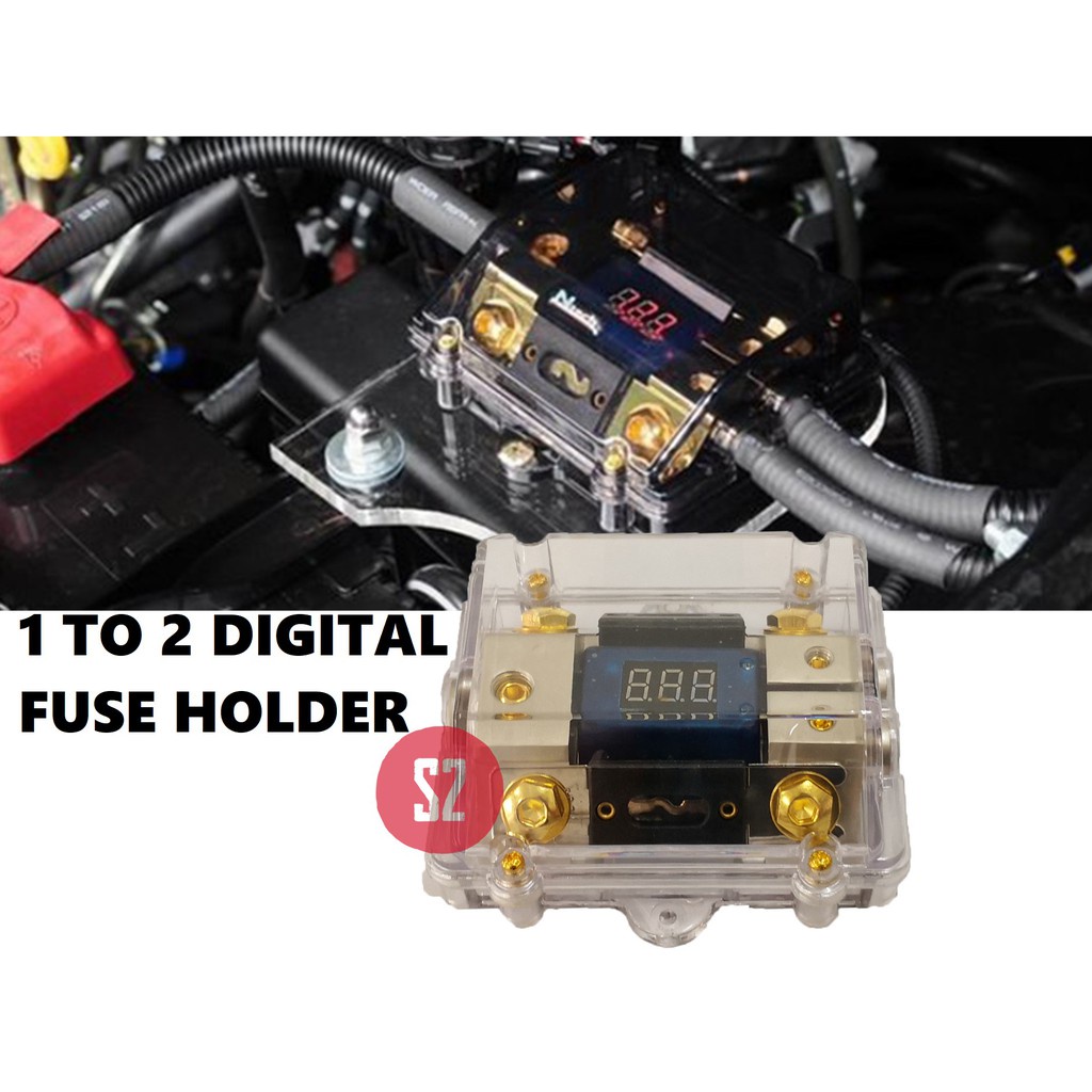 Car Audio Digital LED Display 1 To 2 Fuse Holder Gauge Gold Fuse Box ...