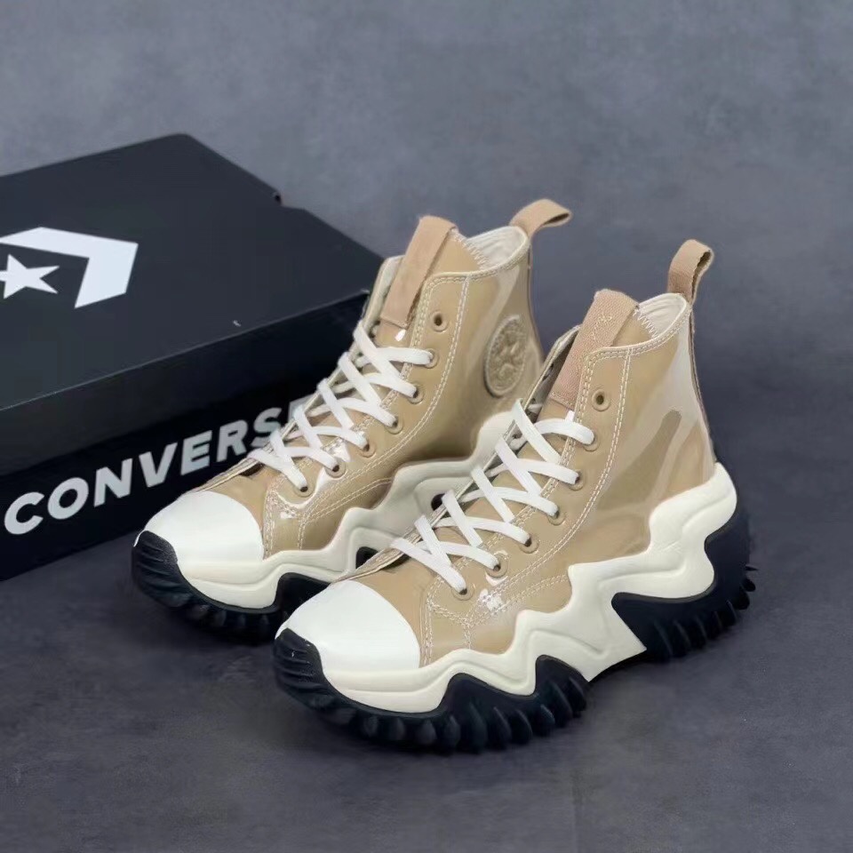 COD Vans Converse run star motion patent leather milk tea heightening ...