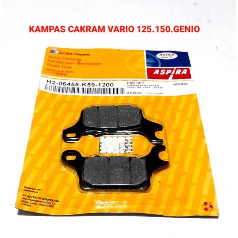 FRONT DISC BRAKE PADS HONDA VARIO NEW 125 VARIO NEW 150 FI ESP GENIO ...