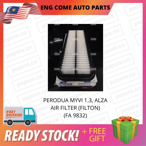 PERODUA MYVI 1.3, ALZA AIR FILTER (FILTON) (FA 9832) (17801-BZ030) (AIR ...