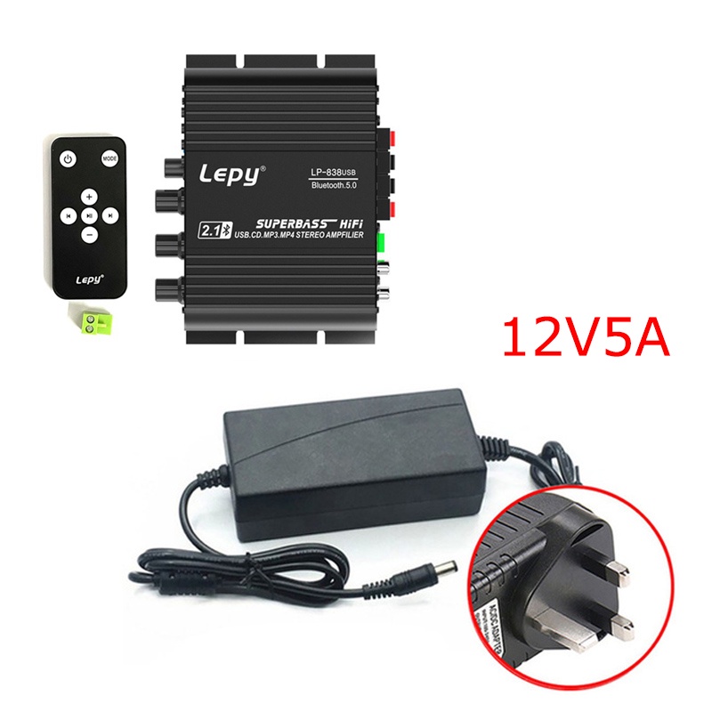 LEPY LP-838USB Bluetooth 5.0 Amplifier 2.1 3 Channel Super Bass Support USB Lossless Music Play ...