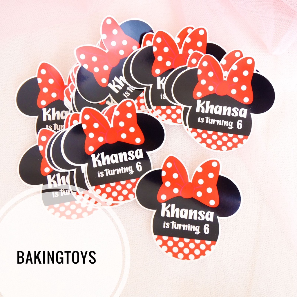 Minnie Head Shape Birthday Sticker / Tumpeng / Pudding / Souvenir ...