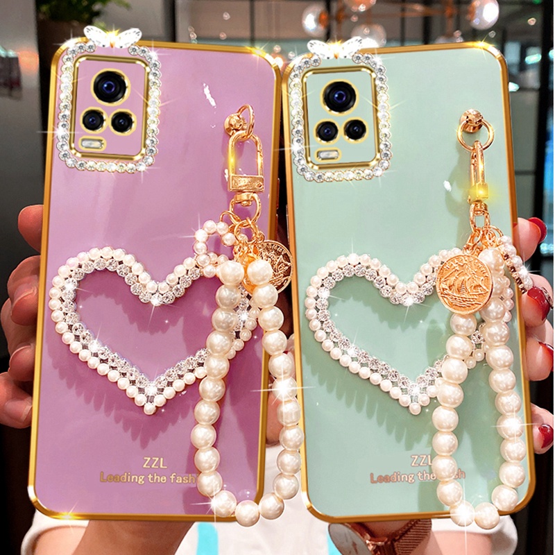 Diamond Love Heart Glossy Soft Case VIVO V19 Neo V17 Y22 Y22s Y35 Y16 ...