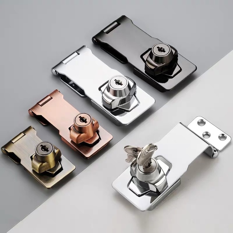 MKR Stainless Steel Self Locking 90 Degree Security Hasp Staple with ...