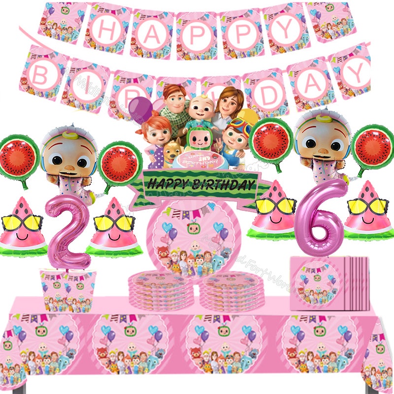 Cocomelon cartoon themed birthday party set with balloon combinations ...