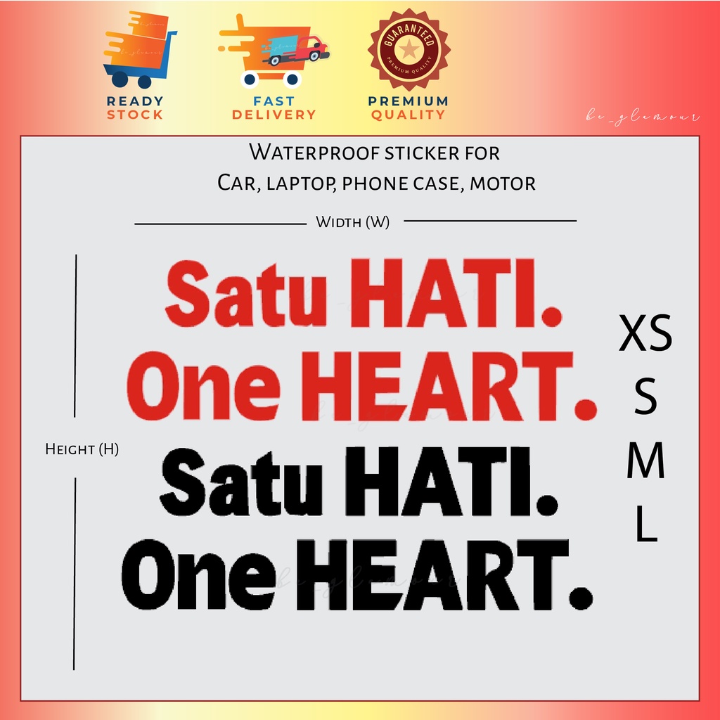 Honda One Heart Satu Hati Sticker Reflective stiker racing motogp superbike waterproof helmet ...