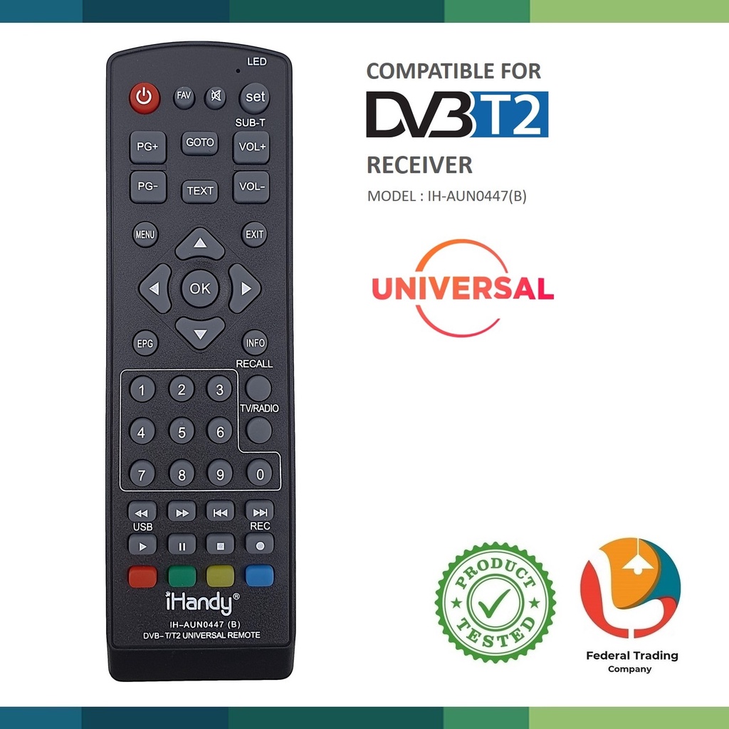 Ihandy Universal Replacement For DVB T2 Digital Receiver Remote Control ...