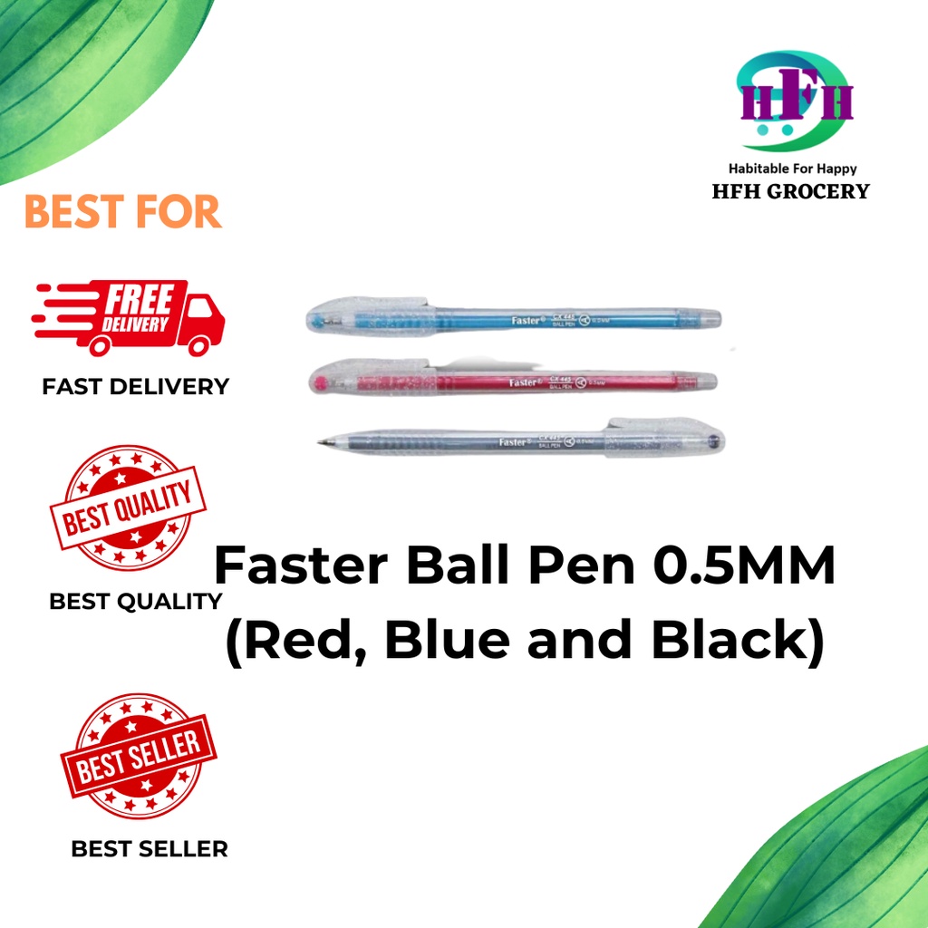 🔥Faster Ball Pen 0.5MM (Red, Blue and Black)🔥 | Shopee Malaysia