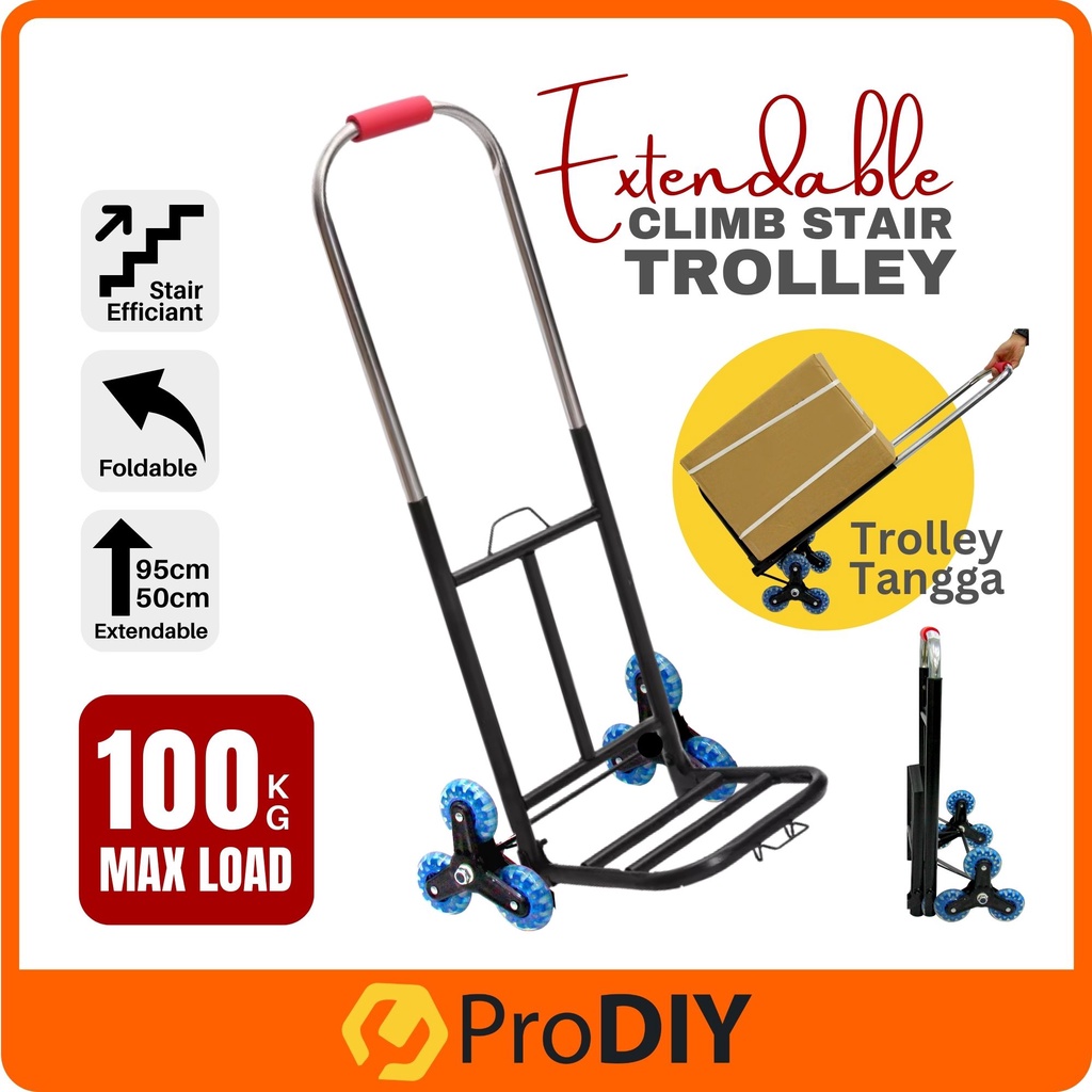 PRODIY 6 Wheels Foldable Trolley Shopping Trolley Foldable Cart Troli ...