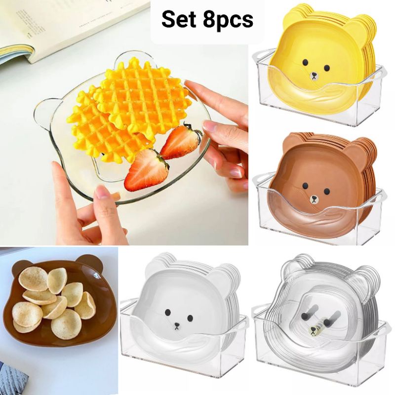 Set 8pcs Plate With Storage box Set / Cute Bear Plate Tableware Dish ...