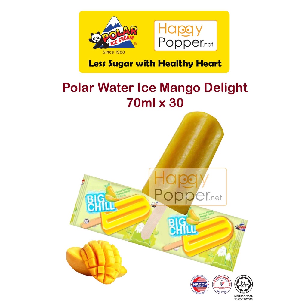 Happypopper Polar Ice Cream Water Ice Mango Delight Ice Cream 70ml x 30 ...
