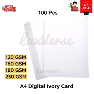 A4 DIGITAL IVORY WHITE CARD 【 120gsm / 160gsm / 180gsm/ 230gsm 】(100 ...