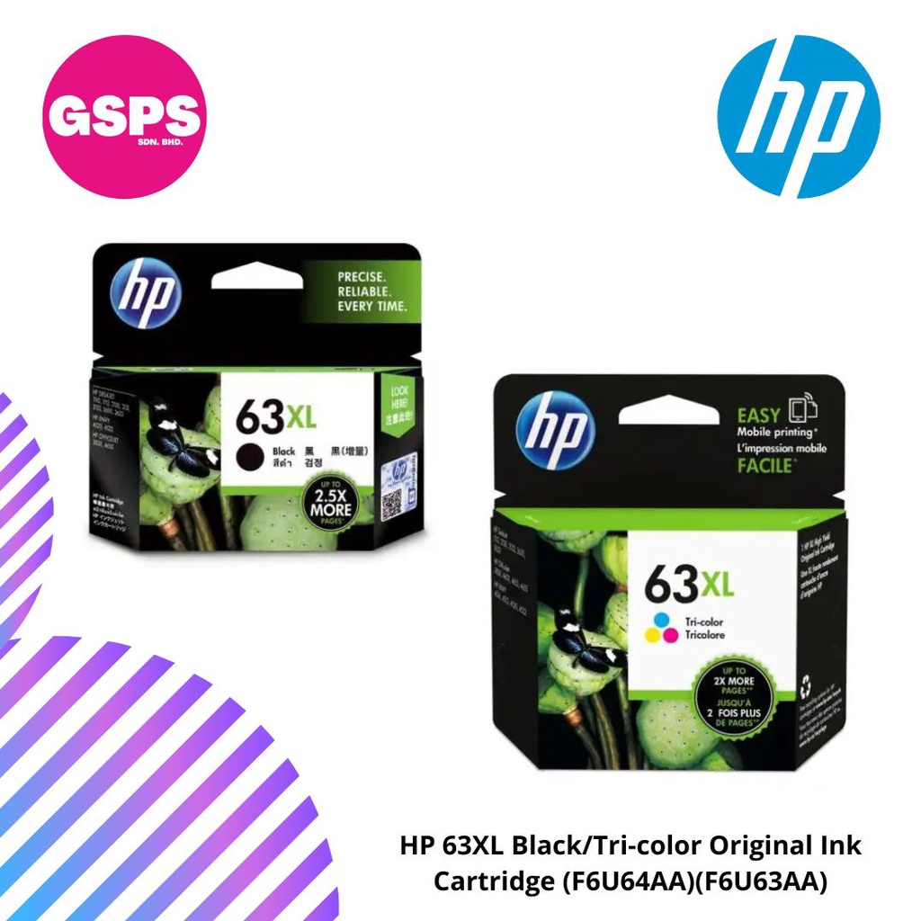 HP 63XL Black/Tri-color Original Ink Cartridge (F6U64AA)(F6U63AA ...