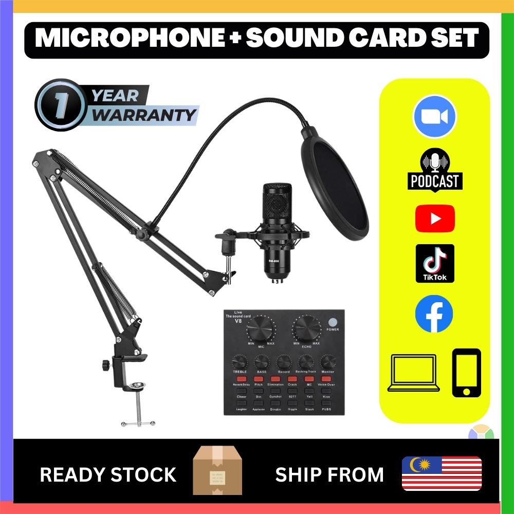 🔥READY STOCK MALAYSIA🔥BM800 CONDENSER STUDIO MIC & V8 SOUND CARD ...