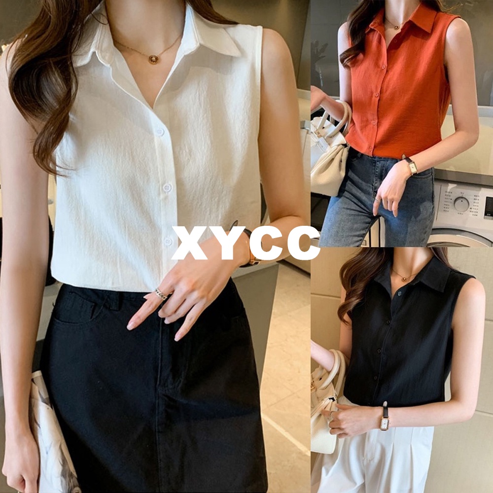 XYCC Women Chiffon Top Sleeveless Loose Shirt Fashion Elegant Casual Top | Shopee Malaysia