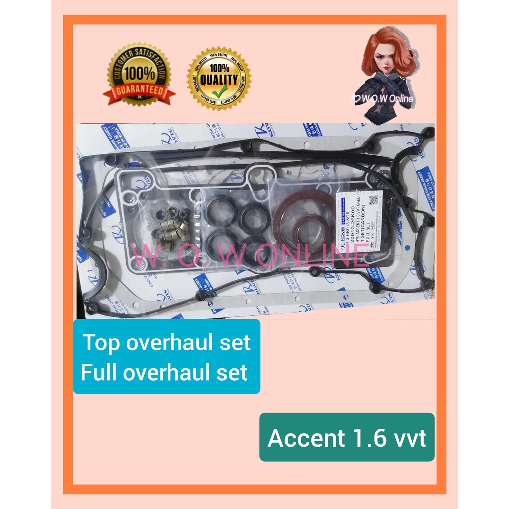 HYUNDAI ACCENT 1.6 VVT MODEL ENGINE HEAD TOP / FULL OVERHAUL GASKET SET ...