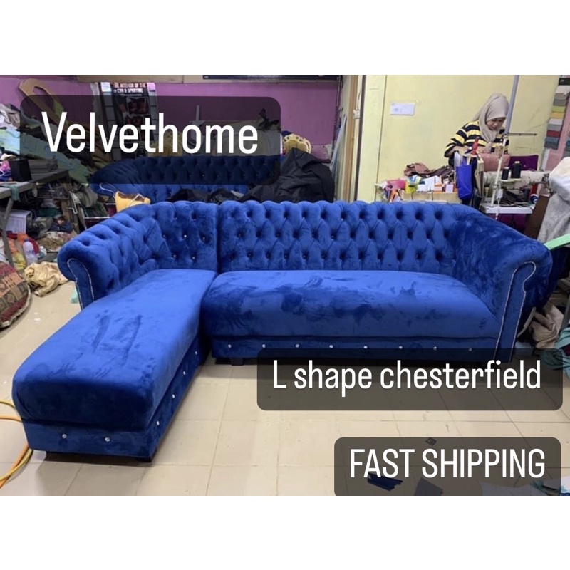 SOFA 4seater CHESTERFIELD L SHAPE | Shopee Malaysia