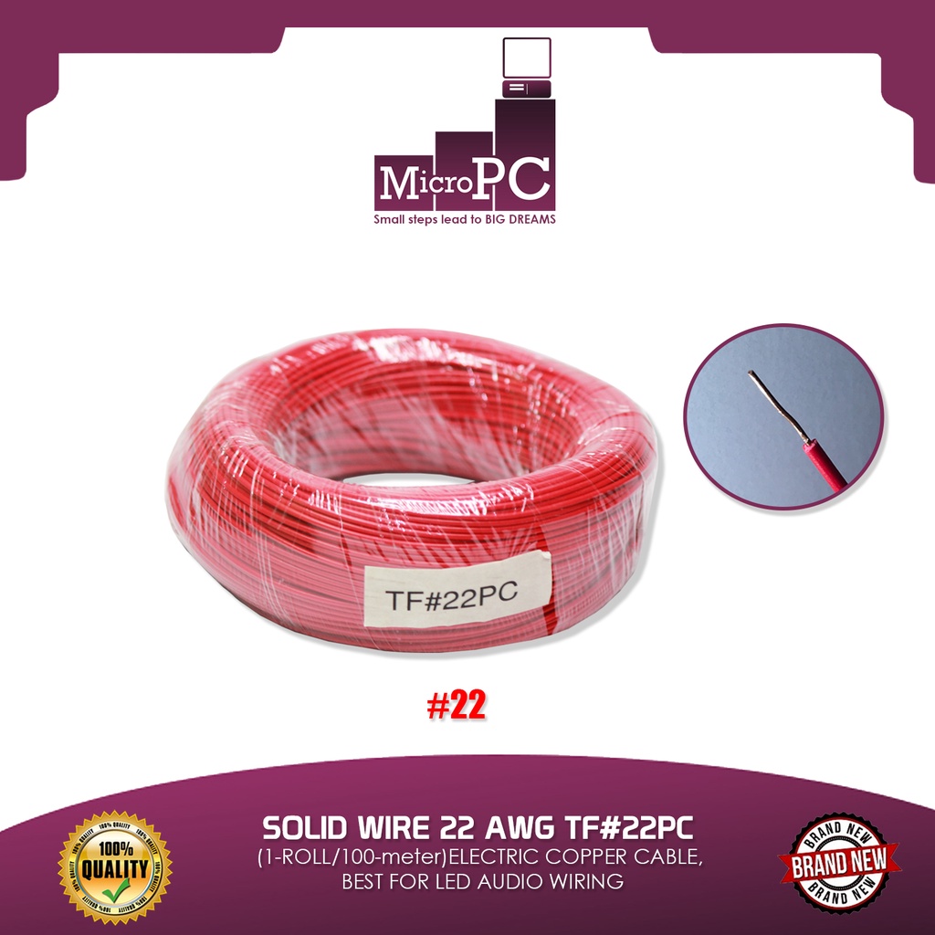 SOLID WIRE 22 AWG TF 22PC (1-ROLL/100-meter), ELECTRIC COPPER CABLE ...