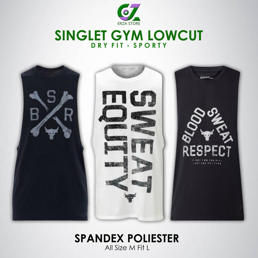 Men's Low Cut Dry Fit Sports Fitness Gym Singlet Tank Top T-Shirt ...