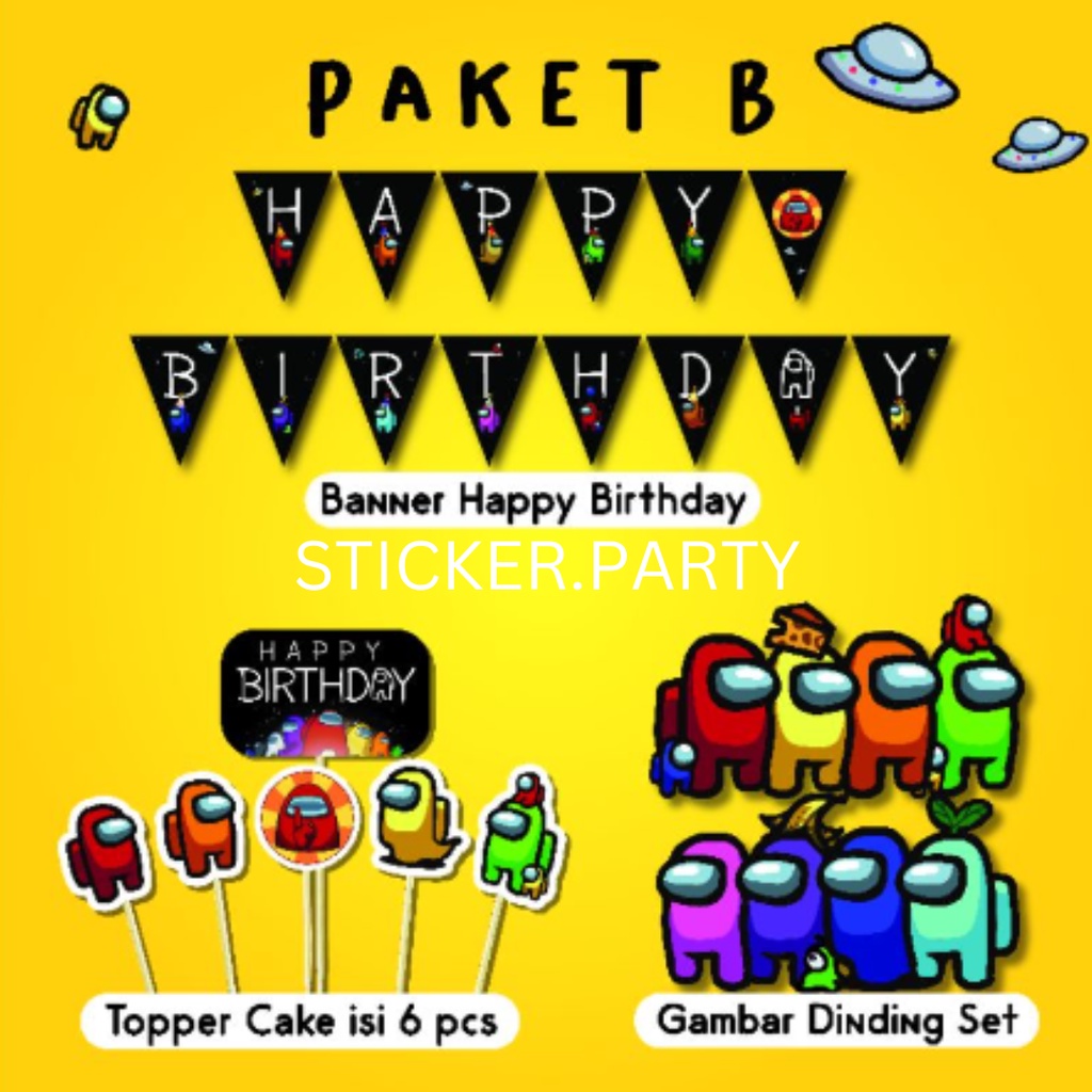 Among US BANNER BIRTHDAY Decoration Package BIRTHDAY Decoration AMONG ...