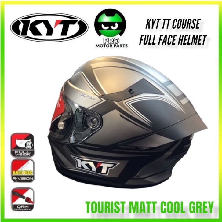 KYT TT COURSE HELMET TOURIST MATT COOL GREY FULL RACE HELMET KYT FULL ...