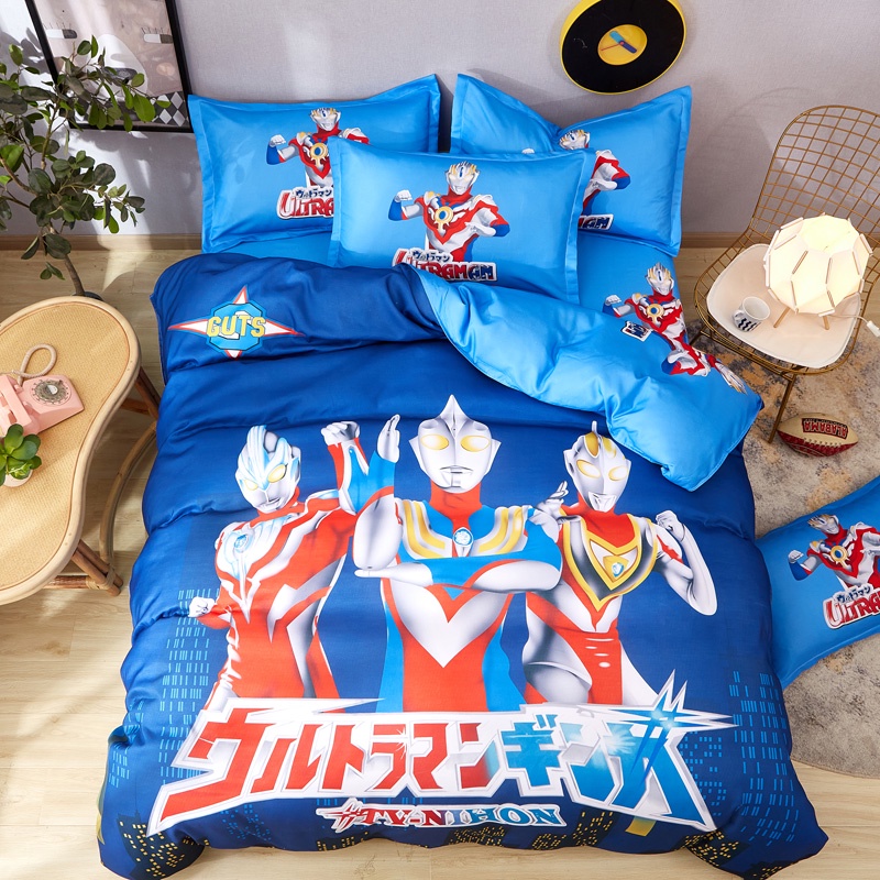 4 IN 1 Cartoon Ultraman Print Bedding Set For Boys Single/Super Single ...