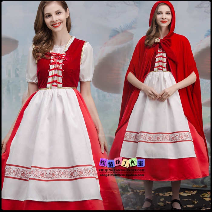 Halloween cos Costume Fairy Tale Little Red Riding Hood Dress Cosplay ...