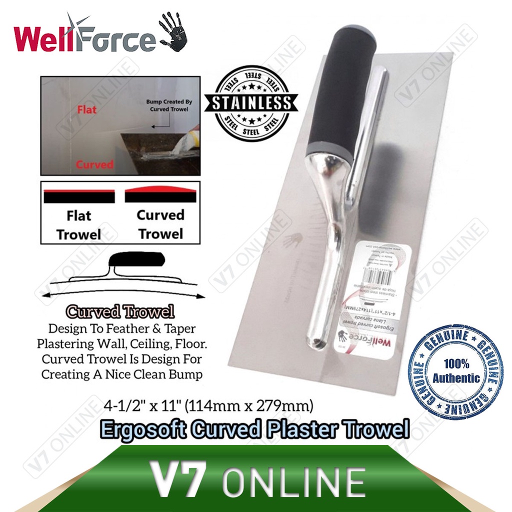WELLFORCE ERGOSOFT DIY CURVED TROWEL PLASTERING SCAPER FOR DRYWALL ...