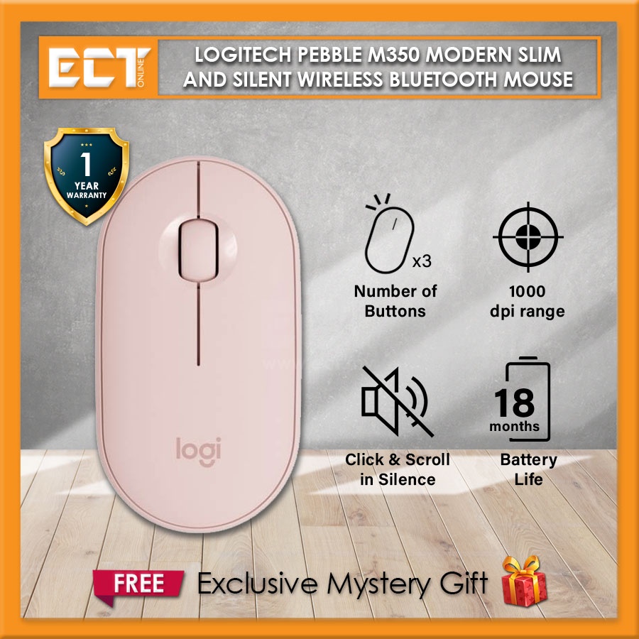 Logitech Pebble M350 Modern Slim and Silent Wireless Bluetooth Mouse (8 ...