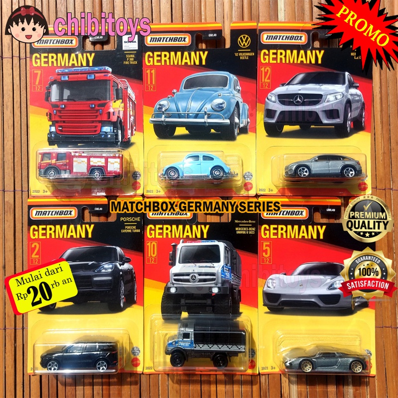Matchbox Germany Series 2022 62 VW Beetle Mercedes Benz GLE Unimog 5023 ...