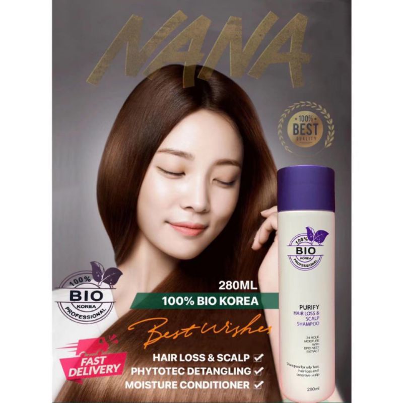 BIO 100% Korea Professional Purify Hair Loss & scalp Shampoo 280ml 防掉发 ...