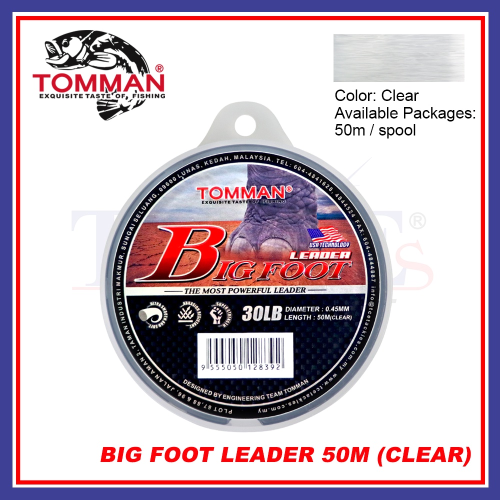 50M (LEADER) Tomman Line Big Foot Leader CLEAR Penyambung Perambut Tali ...