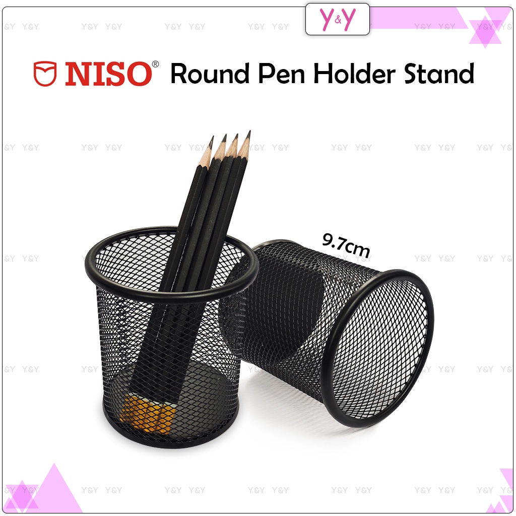Round Metal Pen Holder Stand / Pencil Holder Container / Storage Holder ...