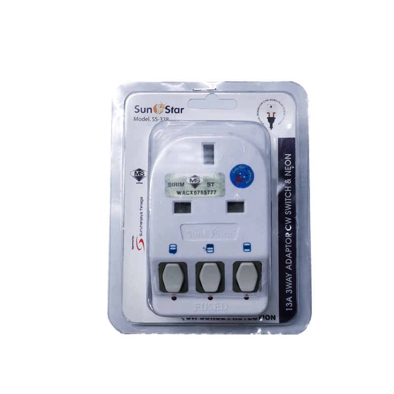 3 Way Adapter with Switch Socket Extantion Adaptor Extension Plug ...