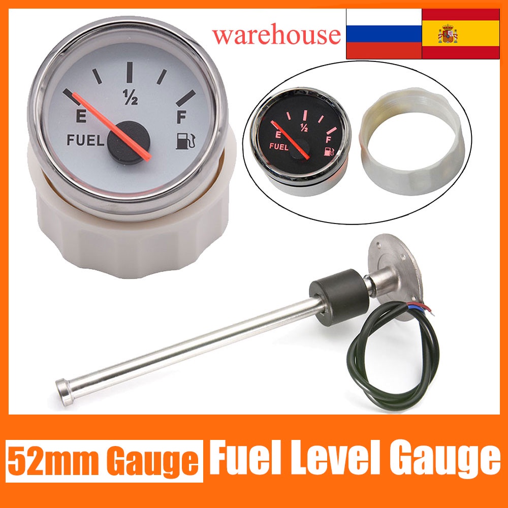 52MM Fuel Gauge Oil Level Indicator Fuel Level Sensor Red Backlight ...