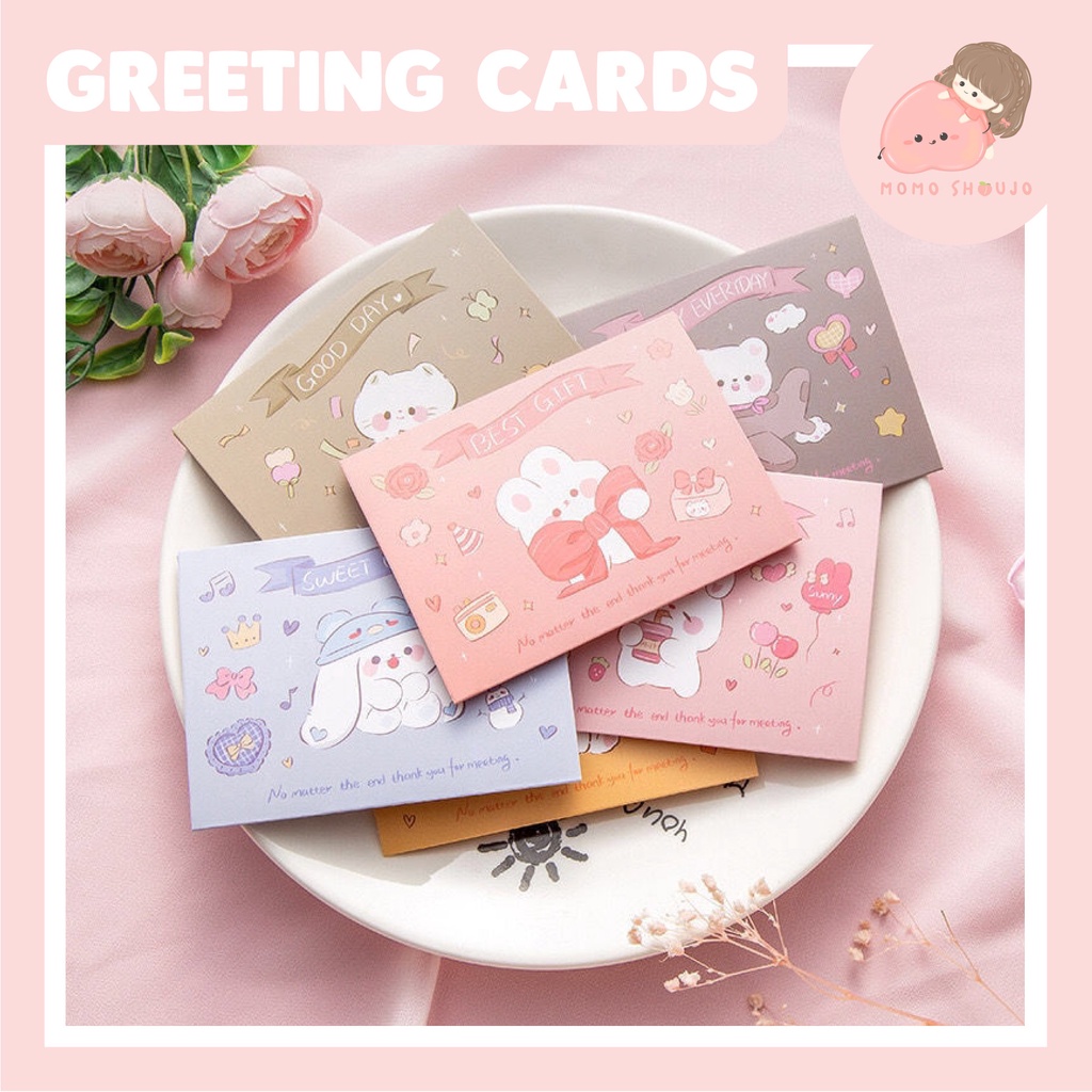 MOMO SHOUJO INS STYLE CUTE FOLDABLE GREETING CARDS BIRTHDAY GIFT CARD ...
