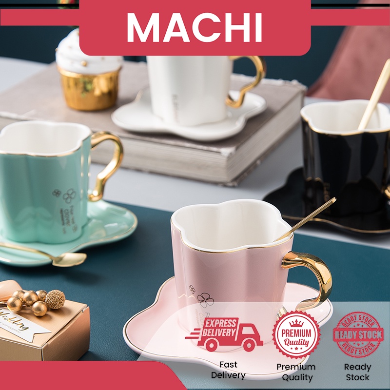 Nordic Style Flower Shape Ceramic Coffee Tea Cup Set Simple Elegant ...